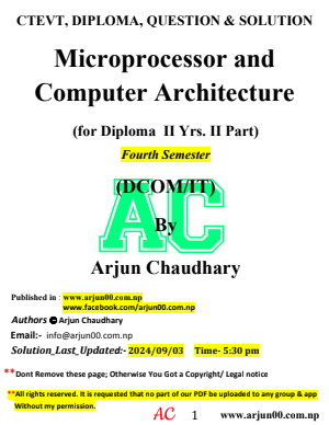 Microprocessor and Computer Architecture New Solution of fourth Semester -DCOM-IT -www.arjun00 ...