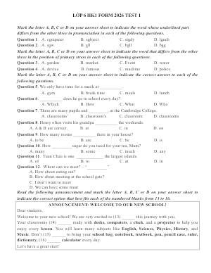 LỚP 6 HK1 FORM 2026 TEST 1.docx - PDF.DoTool.net